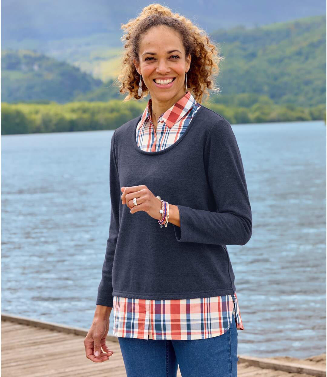 Women's Navy 2-in-1 Jumper | Atlas For Men