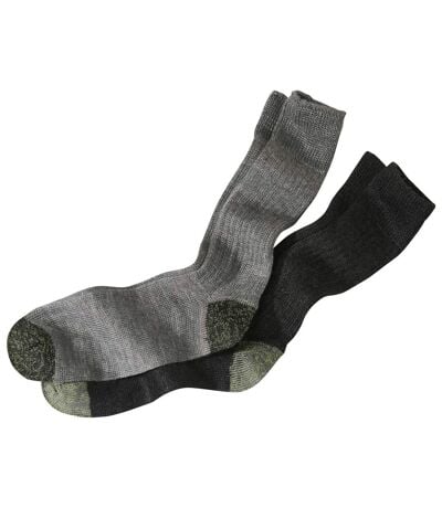 Pack of 2 Pairs of Kevlar® Socks - Black Grey | Atlas For Men