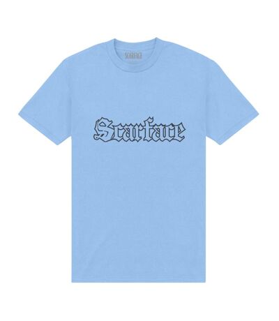 Scarface Unisex Adult Typography T-Shirt (Light Blue) | Atlas For Men
