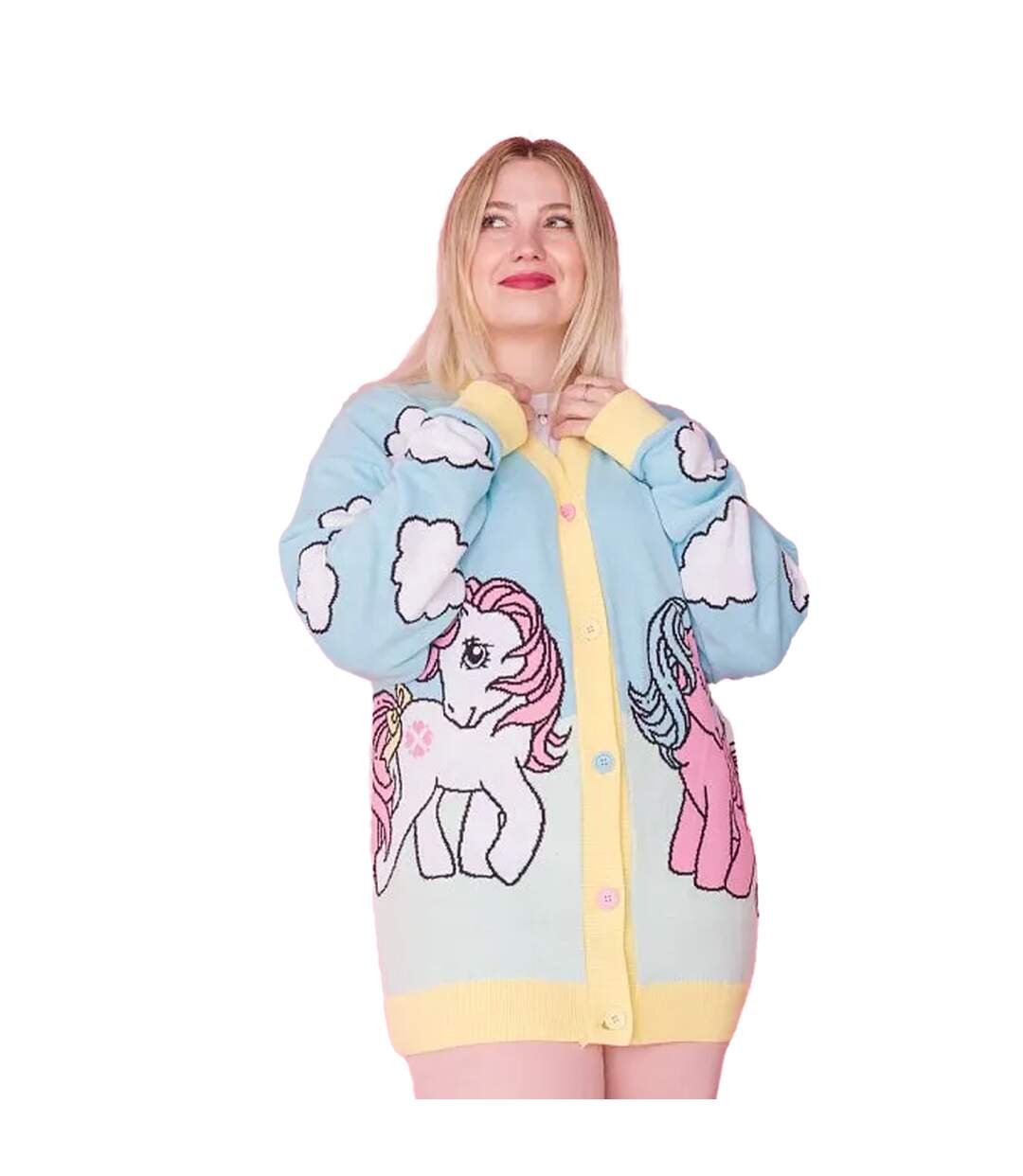 Unisex Adult Retro Oversized Cardigan Light Blue My Little Pony | Atlas ...