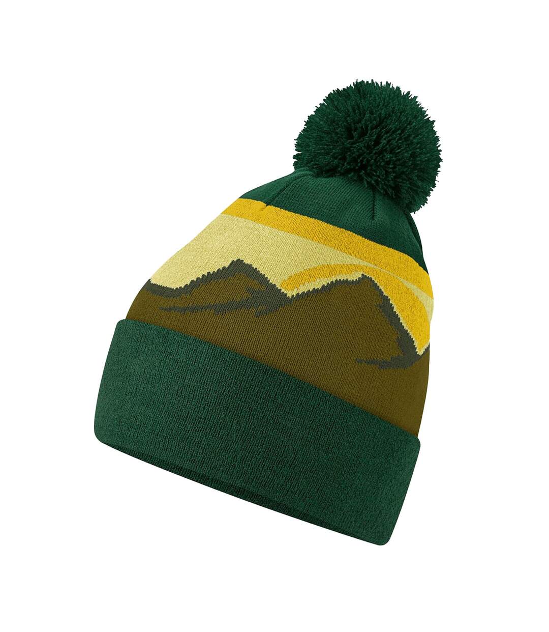 Unisex Adult Mountain Peaks Pom Pom Beanie Alpine Peaks Beechfield ...