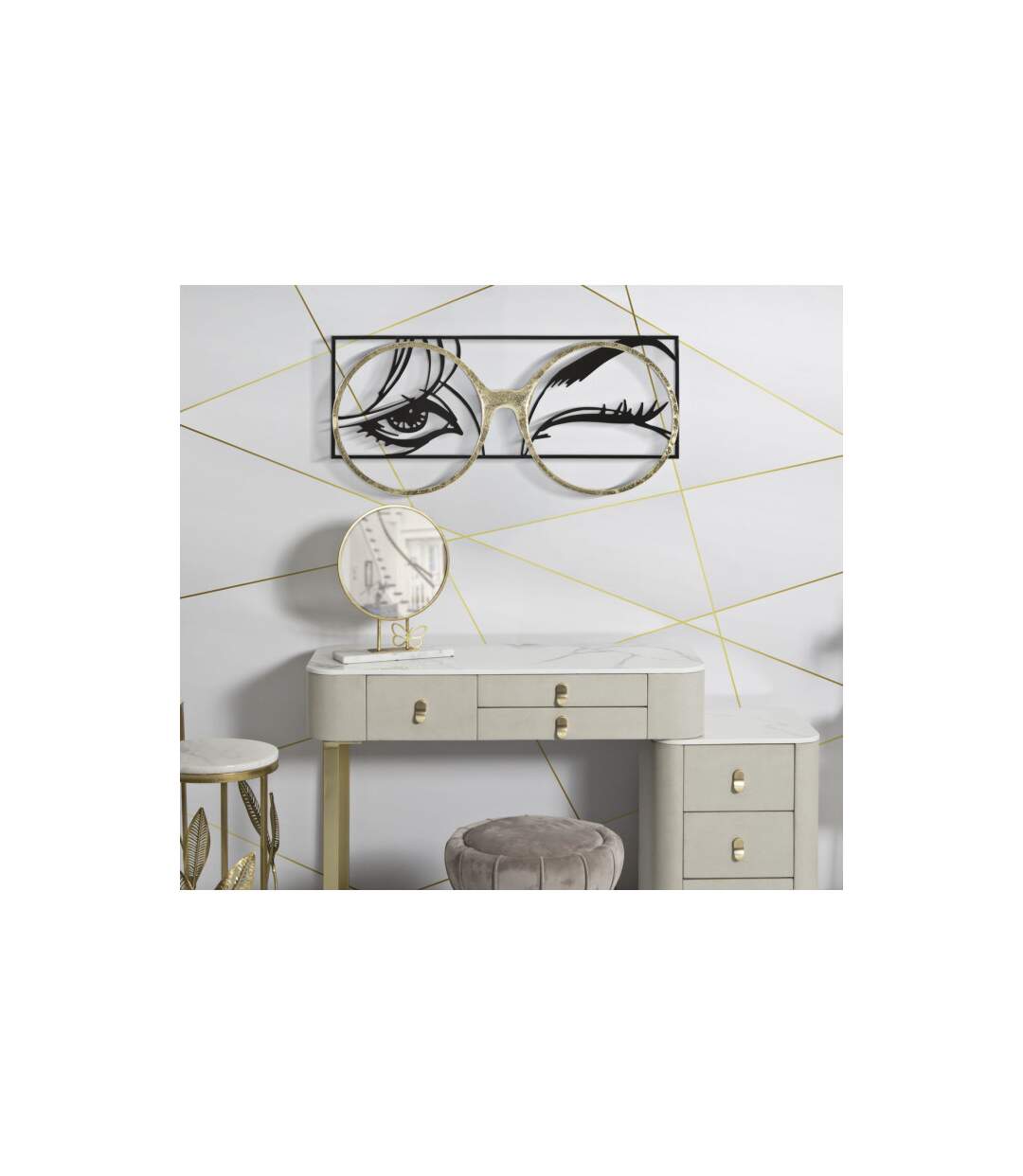 Décoration Murale Encadrée en Métal Eyewear 89cm Noir & Or | Atlas For Men