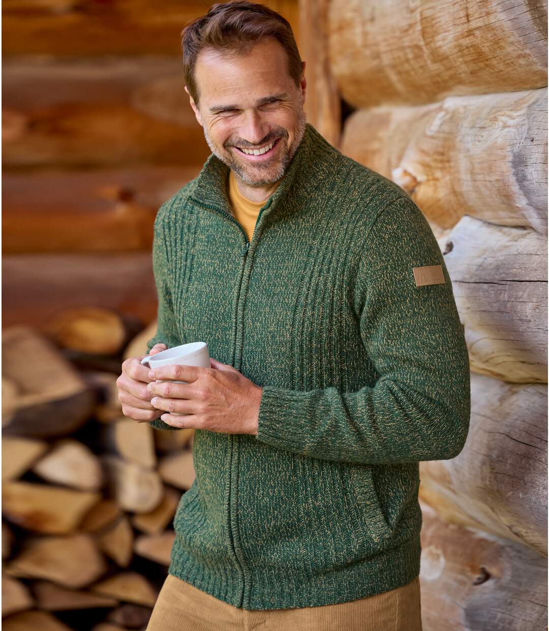 Men's Green Knitted Jacket | Atlas For Men