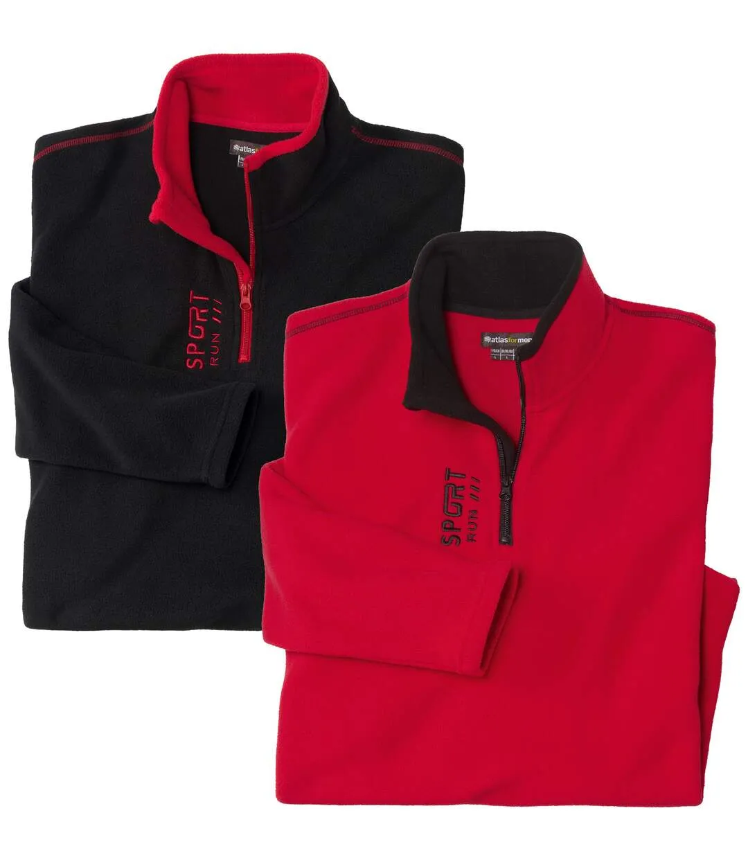 Pack of 2 Men's Sporty Microfleece Jumpers - Red Black | Atlas For Men